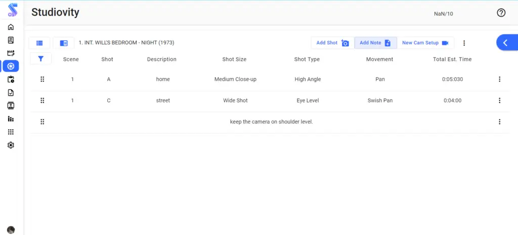 How to use Shot List And Storyboard On Studiovity? - Studiovity