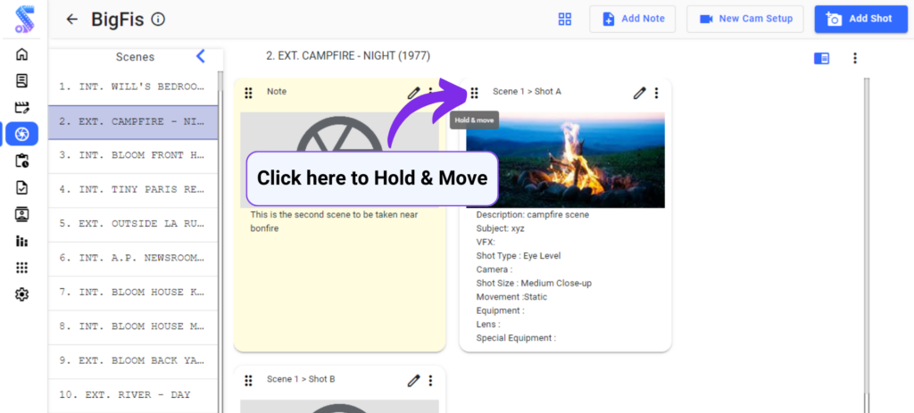 How to Reorder the shots in the shotlist? - Studiovity