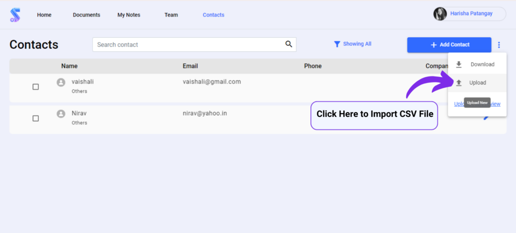 How to Import Contact From CSV ? - Studiovity